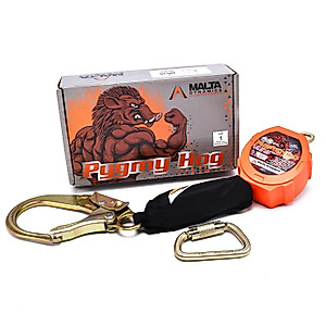 Malta Dynamics Pygmy Hog 11' Web Self Retracting Lifeline, YoYo Cable with Rebar Hook, Fall Protection Retractable Safety Harness Lanyard - OSHA/ANSI Compliant