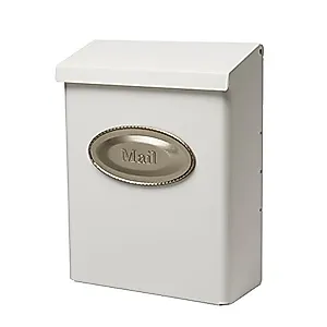 Gibraltar Mailboxes Designer Locking Medium Capacity Galvanized Steel White, Wall-Mount Mailbox, DVKW0000, 9.7 x 4.4 x 12.6 inches