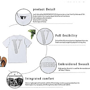 Crewmate Men’s T-Shirt Fashion Big V Letter Printed Shirt Casual Couple Hip Hop Short Sleeve Crystal Diamond T-Shirt