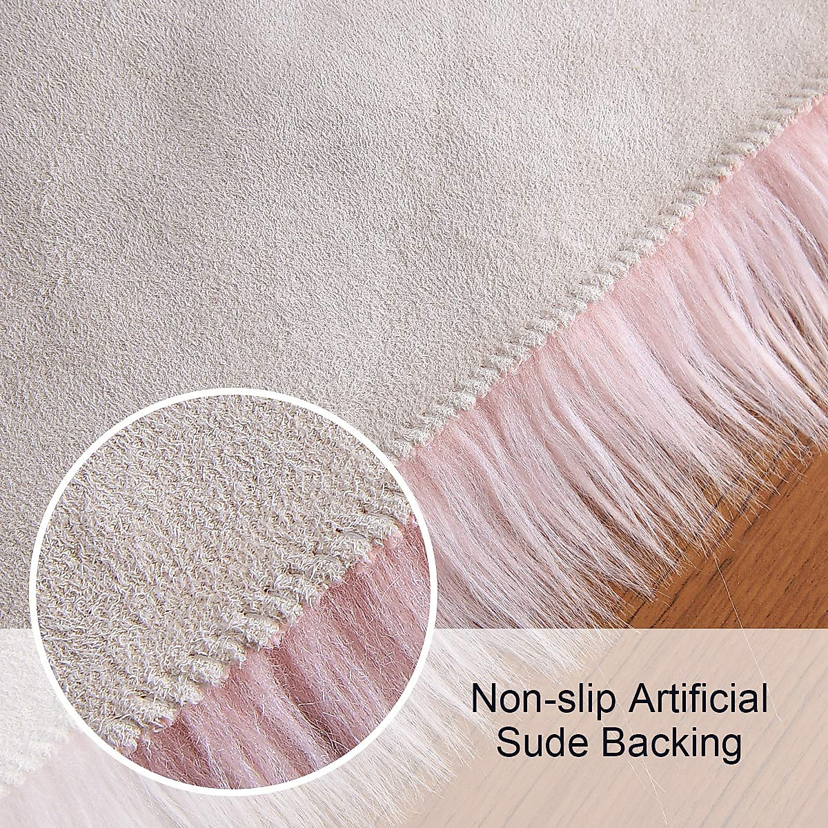 Softlife Pink Faux Fur Sheepskin Chair Cover Seat Cushion Pad Super Soft Area Rugs for Living Bedroom Sofa (1.6ft x 1.6ft)
