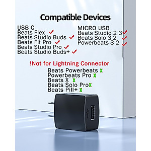 Charger Cord Fit for Beats Charger by Dr Dre Studio Solo Powerbeats 3 2.0 Wireless Headphone and Pill Speakers/USB C Beats Flex, Studio Buds +, Fit Pro
