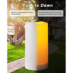 Homemory Solar Candles Outdoor Waterproof, Rechargeable Candles, Solar Powered Flameless Candles for Outdoor, Lanterns, Sensor Only, Dusk to Dawn, Set of 2