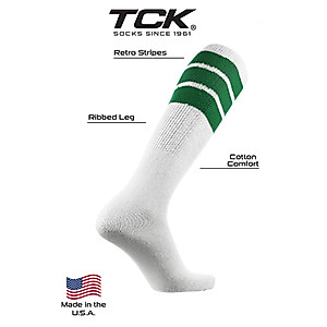 TCK Retro 3 Stripe Tube Socks (Kelly Green, Large)