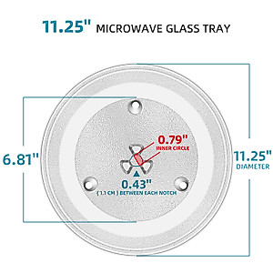 The 11.25’’ Microwave Glass Tray Compatible with GE and Kenmore - Exact Replacement Part of WB49X10097/ DE63-00536A / ME 16H702SES/ MCD991AB - Dishwasher Safe