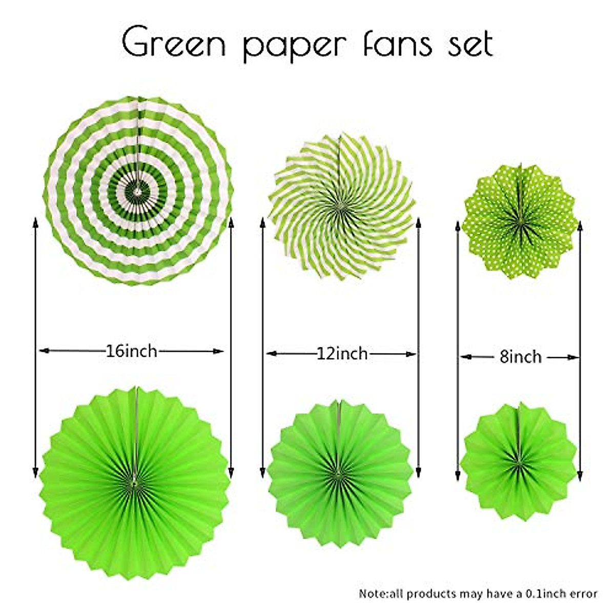 Luckystar St Patricks Day Party Decorations Green Party Decorations Kit Green Paper Fans Decoration Set (Grass Green)