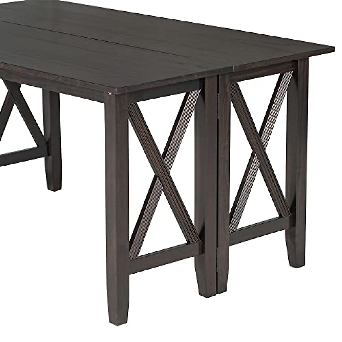 Goohome 6-Piece Kitchen Set, Mid-Century Wooden Foldable Rectangular Dining Table, 4 Upholstered Chairs and Bench Family Furniture, for Home, Apartment, Espresso