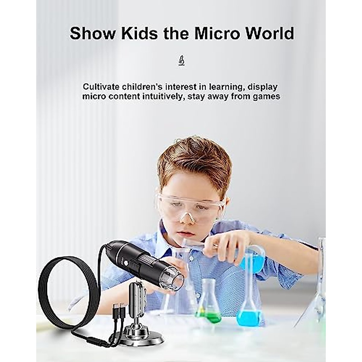 Digital Microscope Camera, Aopick Handheld USB 1440P HD Inspection Camera 50x-1600x Magnification Portable Handheld Pocket Microscopes with 8 LED & Stand, Compatible with iPhone, Android