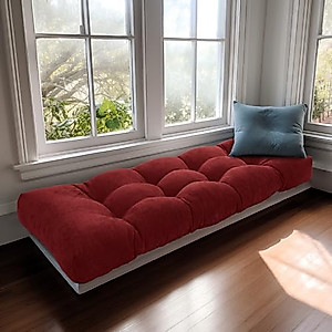 ROFIELTY Bench Cushion 36X14 inch, Indoor/Outdoor Anti-Slip Tufted Swing Seat Cushion, Comfortable Window seat Cushions Indoor, Piano Bench Cushions. (Burgundy, 36x14x4)