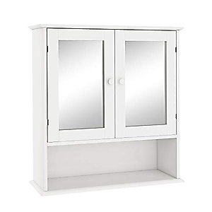 FCH Bathroom Wall Cabinet with Mirrors Multipurpose Storage Organizer with Double Doors Over Toilet