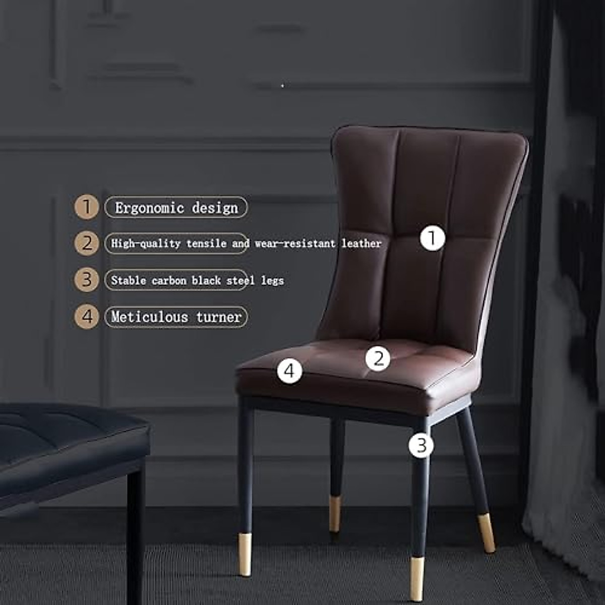 FIXARE Kitchen Dining Chairs Set of 4 Modern Metal Leg Living Room Chairs Water Proof Leather Upholstered Side Chairs Kitchen Counter Chairs (Color : Gray)