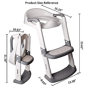 Toddler Toilet Seat with Step Stools Non-Slip Potty Chair for Kids Potty Training Seat with Ladder Adjustable Foldable Toilet with Splash Guard and Handles for Boys Girls