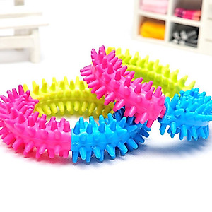 Shuohu Dog's Thorn Ring Chew Toy Rubber Spiny Multicolor Circle Non-Toxic Dental Healthy Training Toys