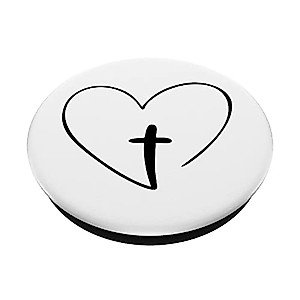 Christian Inspirational Pop Socket - Jesus Cross And Heart PopSockets Swappable PopGrip