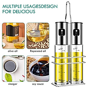PUZMUG Oil Sprayer, Oil Sprayer with Olive Oil Holder, Fried Chicken, BBQ, Baking, Barbecue, Air Fryer, Salad, Olive Oil Dispenser Set
