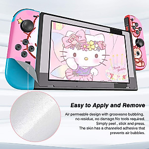 DLseego Switch Skin Sticker Pretty Pattern Full Wrap Skin Protective Film Sticker Design for Switch-Pink Cat