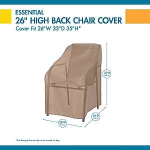 Duck Covers Essential Water-Resistant 26 Inch Patio High Back Chair Cover, stackable chair covers for outdoor furniture