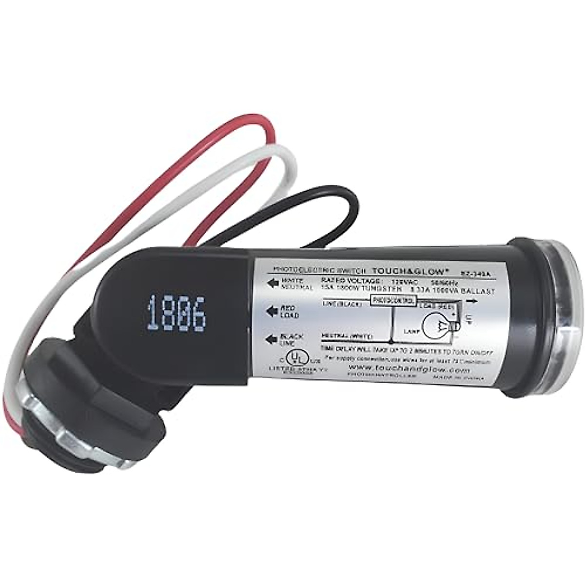 Outdoor Conduit Lighting Control with Photocell and Swivel Mount (Hardwired, Black), Photocell Light Sensor for Outdoor Lighting, Defiant Outdoor Timer, EZ-349A