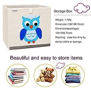 DODYMPS Foldable Animal Toy Storage Bins/Cube/Box/Chest/Organizer for Kids & Nursery, 13 inch (Owl)