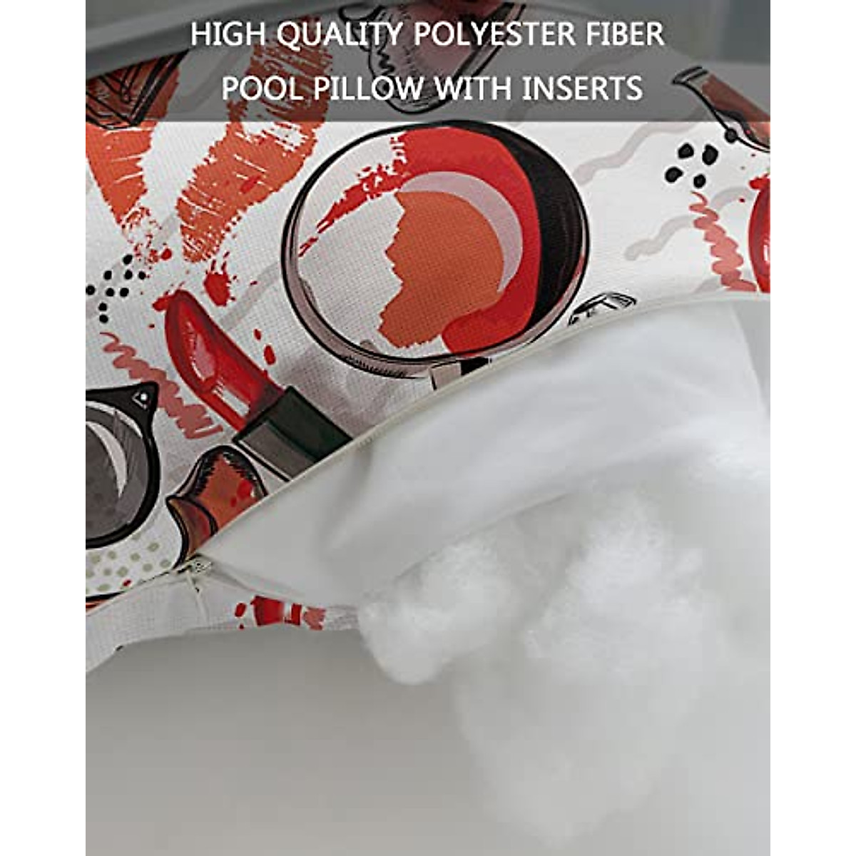 HilariousM Modern Lady Outdoor Pillows for Chaise Lounge Chair, Perfume Lipstick High Heels Waterproof Lumbar Head Support Pillow with Adjustable Elastic Band for Pool Patio Furniture Decorative