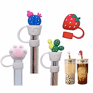 4PCS Straw Covers for Boba Straws, 12mm & 14mm Silicone Straw Tips for Wide straws Large straws Jumbo Straws Smoothie Straws Reusable Straws Glass Straw Silicone Straws