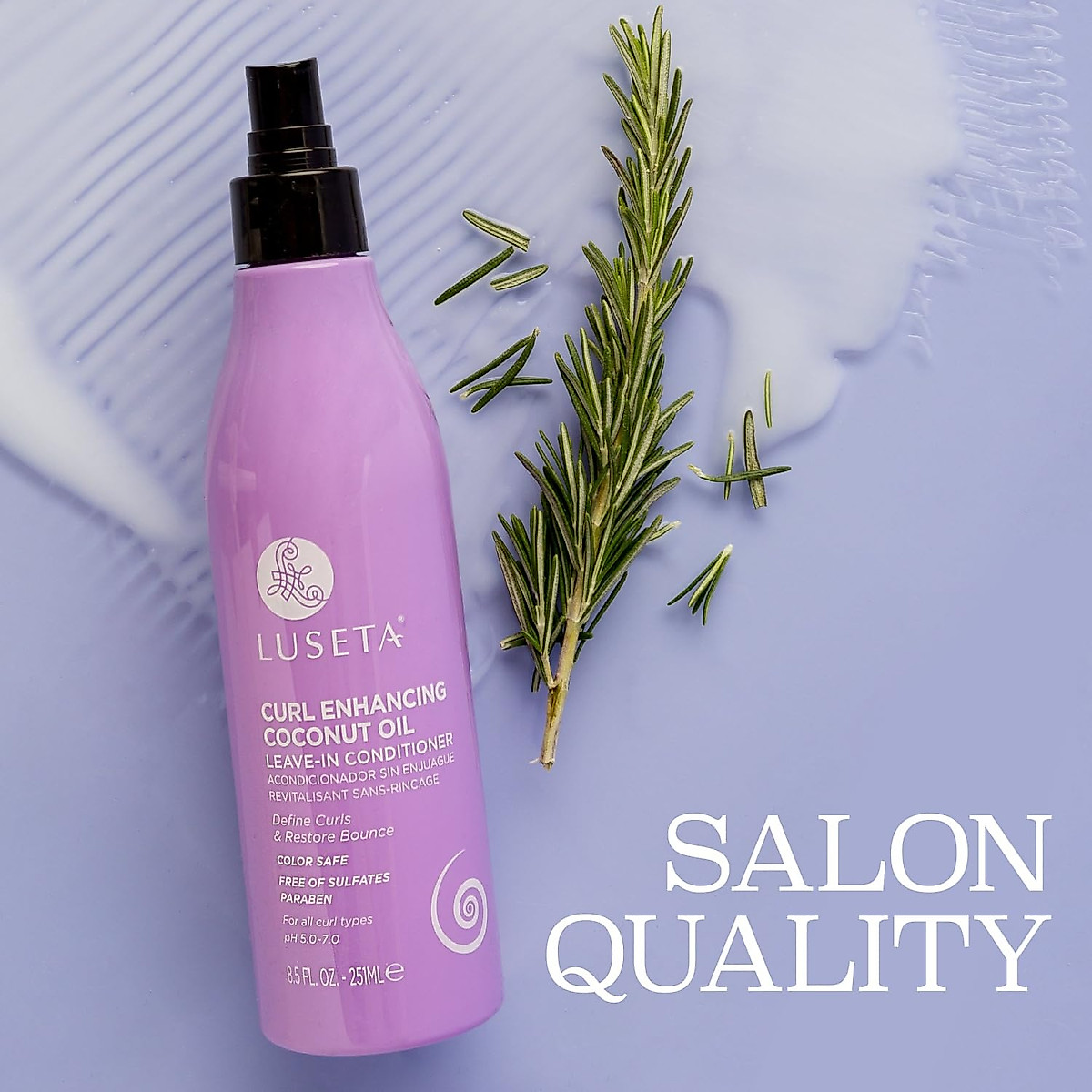 Luseta Leave in Conditioner for Curly with Coconut Oil Promotes Shining, Bouncy, Frizz-free, Sulfate Free Paraben Free 8.5Fl Oz