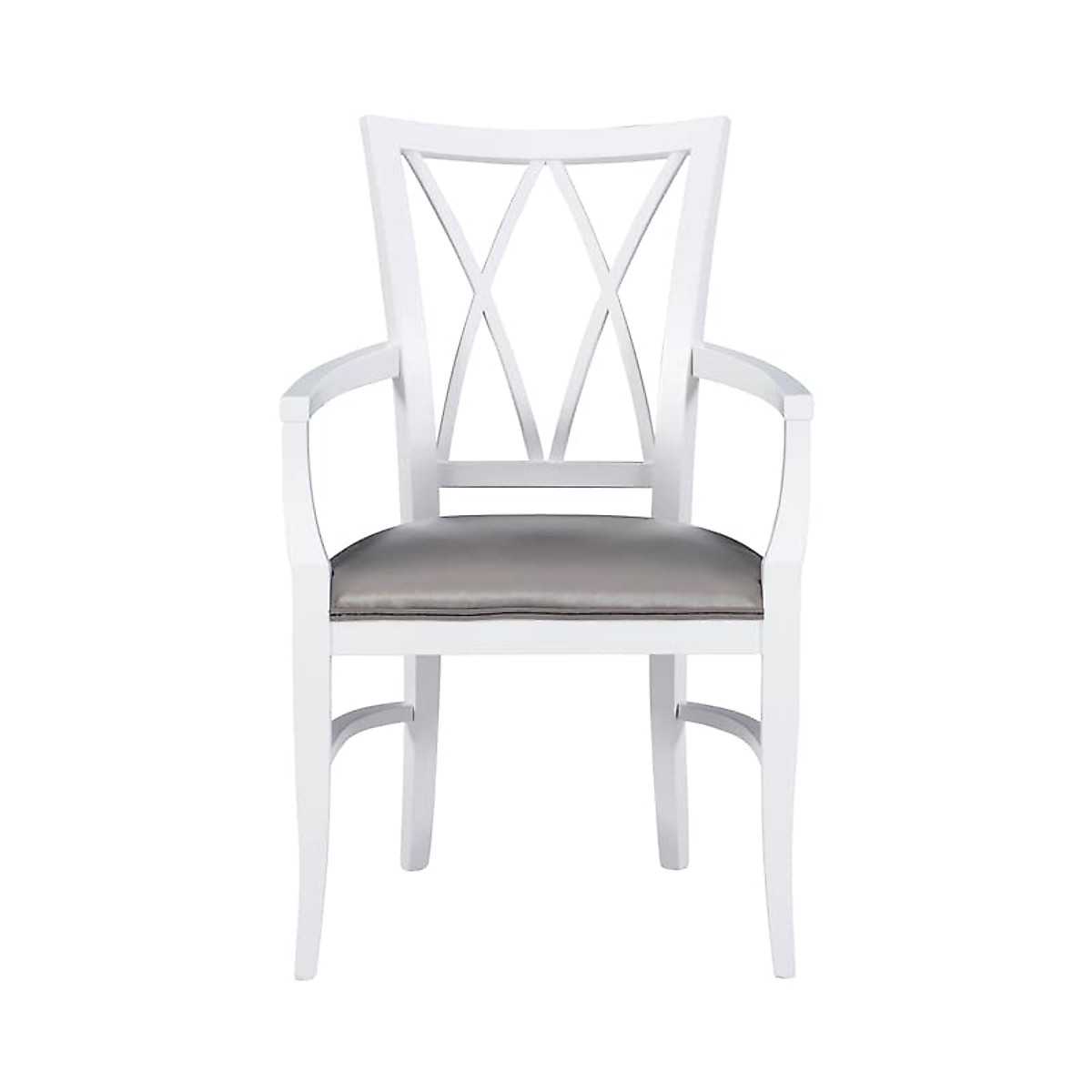 Pemberly Row Mid Century Wood Dining Arm Chair in White