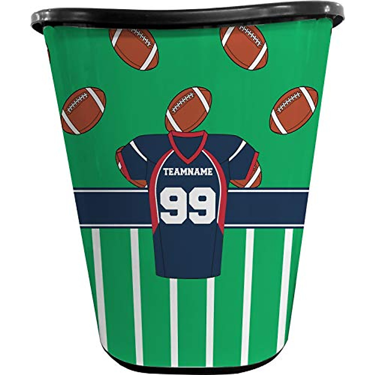 RNK Shops Football Jersey Waste Basket - Single Sided (Black) (Personalized)