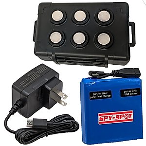 SpySpot Extended Slim Battery for GPS Trackers with Magnetic Mount Case - Works with 4G LTE 3G,GL 200,GL 300, GL300W, GL-300MA GL300MG, GL320MA Track I - Includes Battery Charger