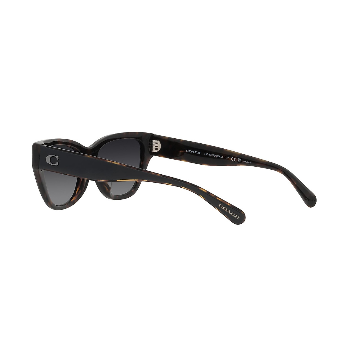 Coach HC8370U Universal Fit Sunglasses, Black/Dark Tortoise/Grey Gradient Polarized, 54 mm
