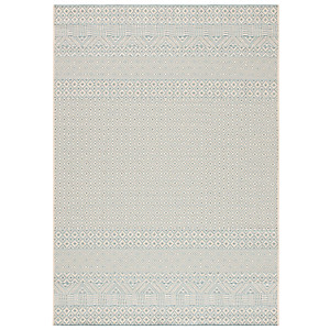 SAFAVIEH Courtyard Collection Area Rug - 8' x 10', Beige & Aqua, Moroccan Design, Non-Shedding & Easy Care, Indoor/Outdoor & Washable-Ideal for Patio, Backyard, Mudroom (CY6235-21312)