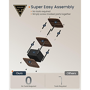 SONGMICS HOME Side Table, Nightstand, End Table with 3 Storage Shelves, Fabric Basket, for Bedroom, Living Room, Steel Frame, 11.8 x 13.4 x 22.8 Inches, Industrial, Ebony Walnut ULET286K01