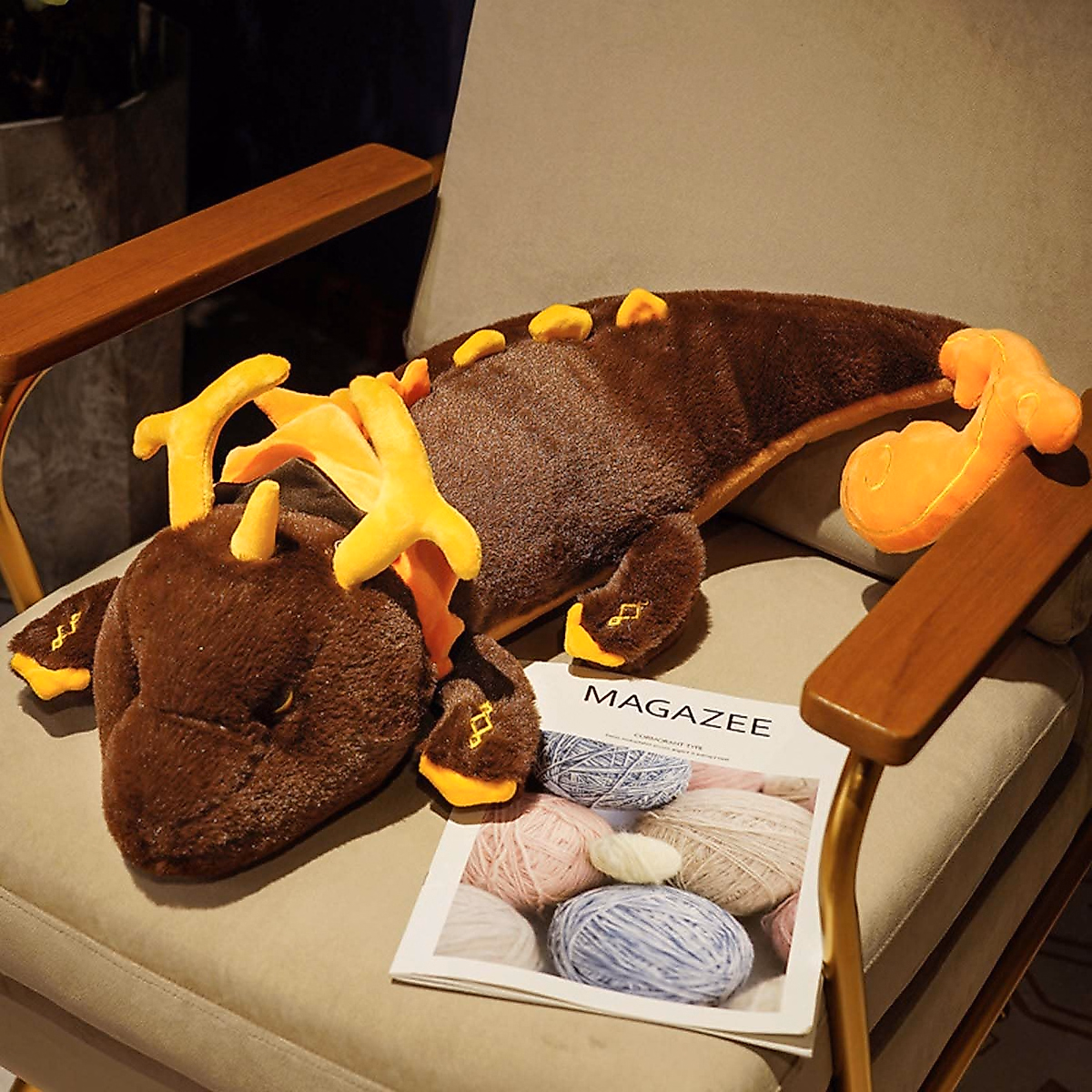 HUYMHTER Zhongli Plush Dragon Decoration Throw Pillow for Genshin Impact Game Fans Gift