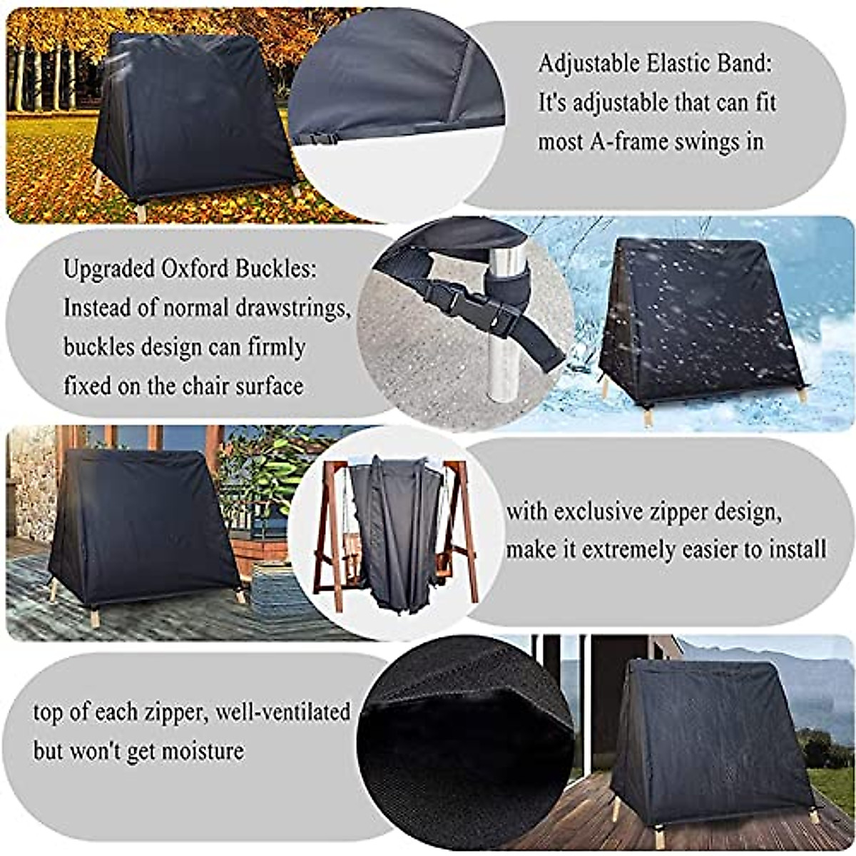 HAohuo Patio Swing Cover Cloth A-Frame Covers Waterproof 3 Seat UV Resistant Weather Protector for Courtyard Furniture Replacement Covers(Bracket not Included), Beige, 72L x 67W x 55H inch