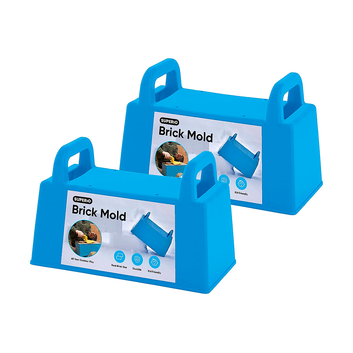 Superio Snow Brick Maker Igloo Fort Block Form Outdoor Winter Snow Toys Sand Castle Building Kit for Adults and Kids Sandbox, Beach, Sand Toys (Blue, 2)