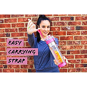 New Improved Unique Bottom Loading Fruit Infuser Water Bottle Complete Bundle Includes Bottle Brush, Insulating Sleeve & Infusion Recipe eBook. Leak Proof Sweat Proof BPA-Free (Teal)