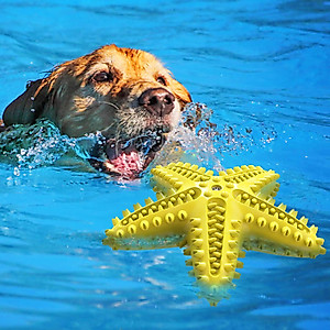 Woleigiao Dog Toys for Aggressive chewers Puppy chew Toys for Teething Squeaky Dog Toys Water Floating Chew Toy for Toothbrush Puppies and Small Dogs (Yellow)