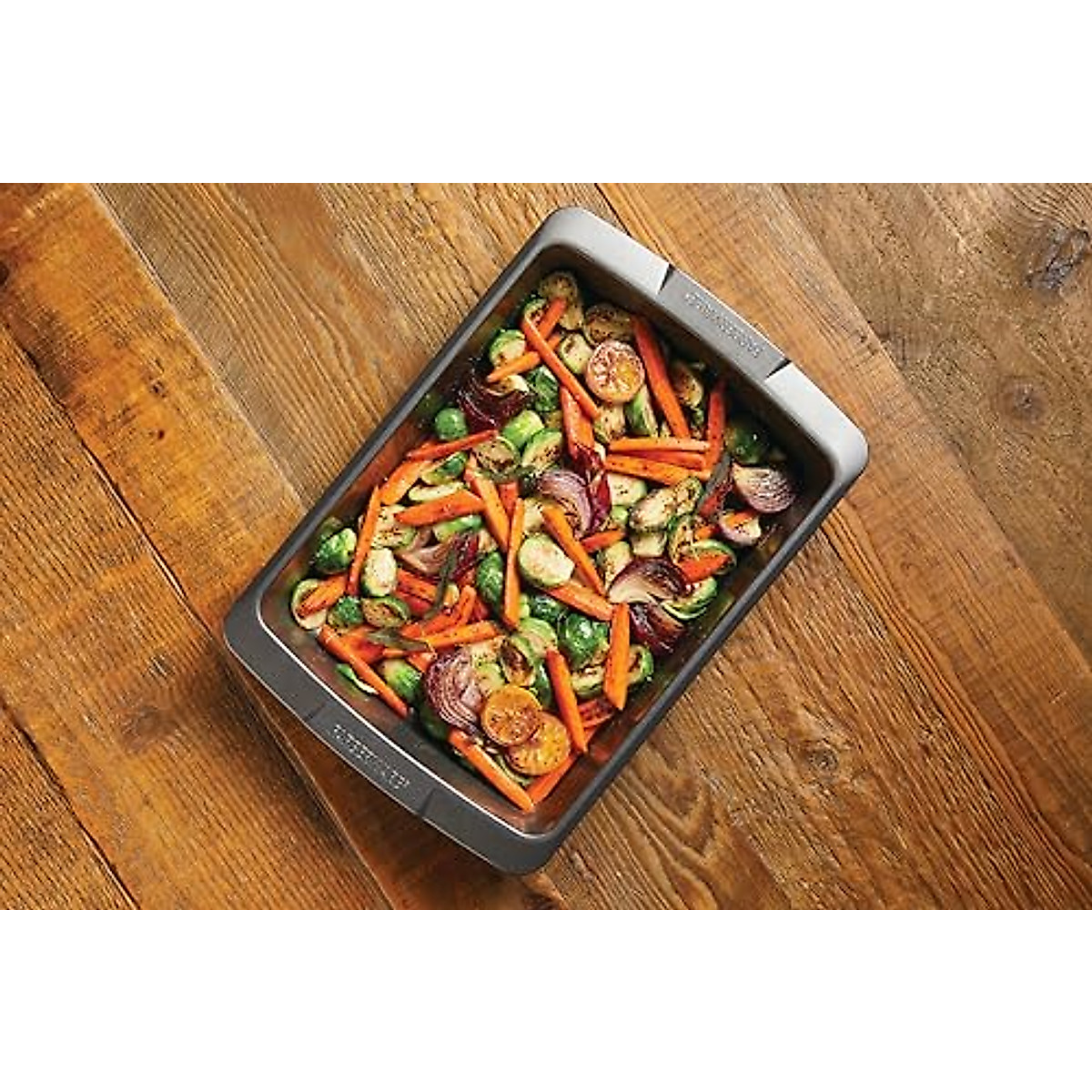 Farberware Bakeware Nonstick Roasting Pan/Roaster with U-Rack, 14.75 Inch x 10.75 Inch - Gray
