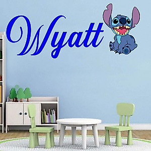 Stich Personalized Name Nursery Wall Decal Vinyl Sticker | Multiple Font Options | Custom Kids Room Décor | Bedside Decals | Children’s Room | Car | Laptop