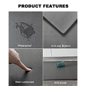 Artnice Kitchen Mat Cushioned Anti-Fatigue Floor Mat, Standing Desk Mat Anti Fatigue Ergonomic,Kitchen Non Slip Rugs and Mats, Standing Floor Mat for Work Place Office Kitchen Floor(20" x 47.2",Grey)