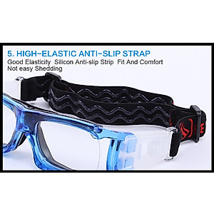 Kagogo Sports Goggles Protective Basketball Glasses Safety Goggles for Adults with Adjustable Strap for Basketball Football Volleyball Hockey Rugby (Black/Red001)