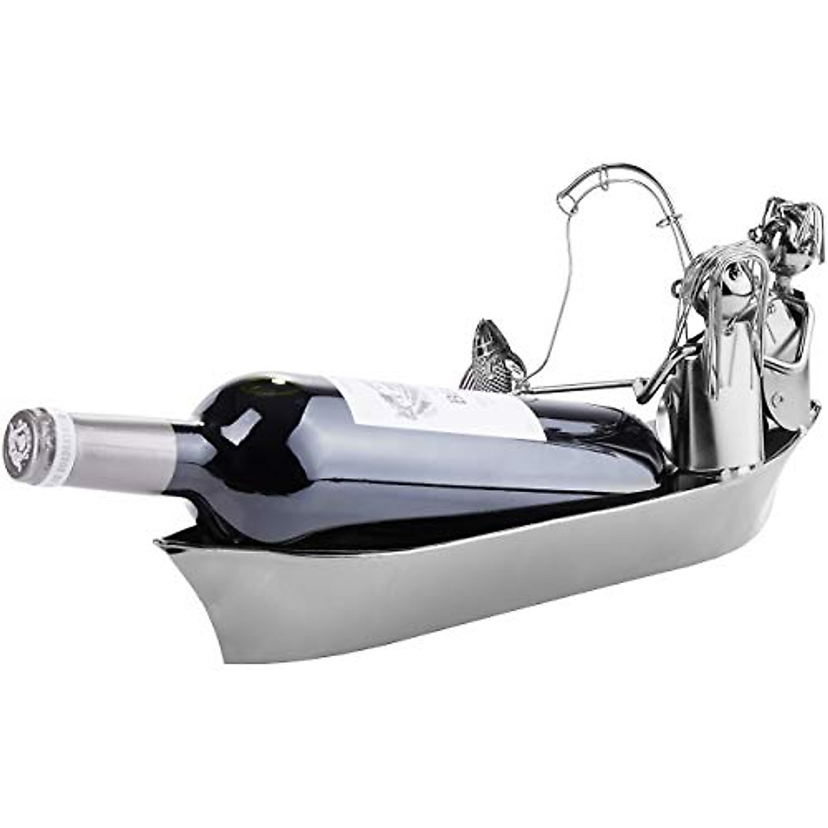 BRUBAKER Wine Bottle Holder Couple in Fishing Boat Sculptures and Figurines Decor Wine Racks and Stands Gifts Decoration