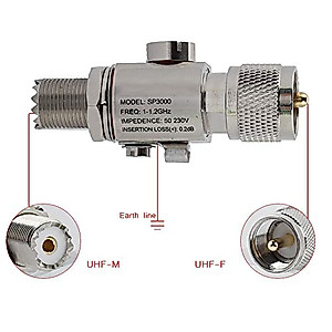 Antenna Lightning Arrester UHF-M to UHF-F 1-1.2GHz Lightning Arrestor All Band Lightning Protection Surge Protector