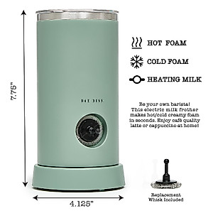 Rae Dunn Electric Milk Frother Steamer -Stylish Automatic Milk Steamer and Frother, Milk Warmer, Hot and Cold Foam Maker for Coffee, Latte, Cappuccino, Macchiato - 550 Watt (Sage)