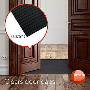 Resilia Black Plastic Floor Runner - Embossed Wide Rib Waterproof Vinyl, Non Slip, Heavy Duty Protector Mat for Indoor Hardwood, Hard Floors, Garage, Entryway, Kitchen, & Outdoor Use, 27” x 6’