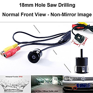 Front View Camera, EKYLIN Car Auto Front View Camera Forward Cam Screw Bumper Mount Universal Fit Non-Mirror Image w/o Parking Assistance Grid Lines