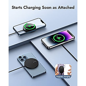 Baseus Wireless Charger for Magsafe, 15W Mini Lightweight Magnetic Wireless Charger with N52 Strong Magnets & Aerogel, Upgraded Temperature Control Compatible with iPhone 12/13/14 Series