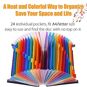 TriMagic Accordian File Folder Organizer, Alphabetical Expanding Filing Folders, A-Z Expandable Accordion File Box with 24 Pockets for Paperwork Paper Keeper Invoice Receipt Bill Document