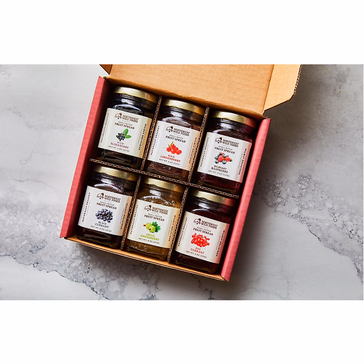 Northwest Wild Foods Fruit Spread Variety Pack - Six 8 Ounce Jars