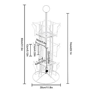 Rotating Greeting Card Rack, 3 Tier Greeting Card Display Stand, Card Display Stand, Card Holder Stand, Greeting Card Rack Holder Display, Card Display Rack, Card Rack Display Stand (12 pockets-White)