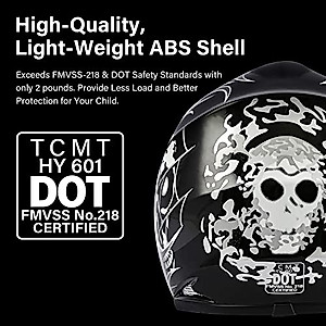 TCT-MOTORPARTS Black Skull Boy DOT Kids Youth Motocross Helmets ATV Off-Road Dirt Bike Motorcycle Full Face Helmet+Gloves+Goggles X-Large